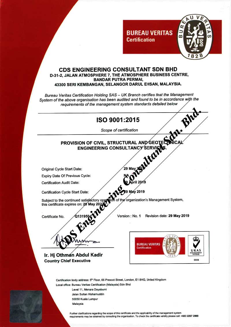 Certification - CDS Engineering Consultant Sdn Bhd